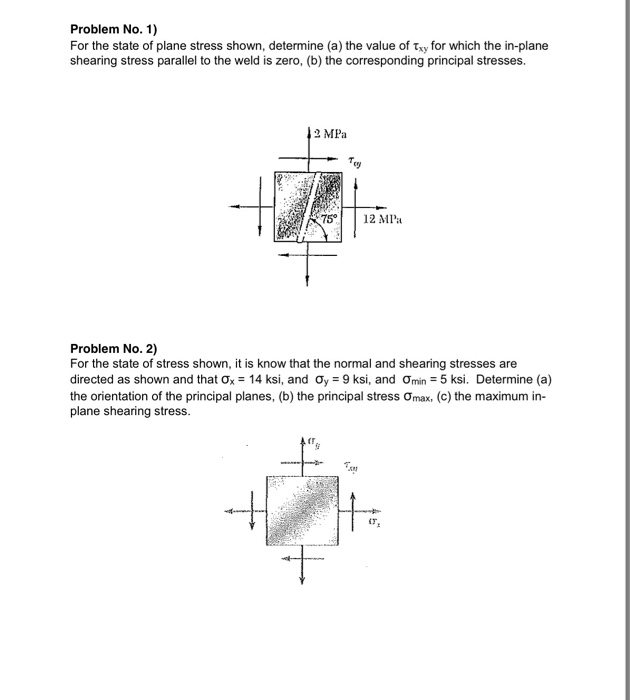 Solved For the state of plane stress shown, determine the | Chegg.com