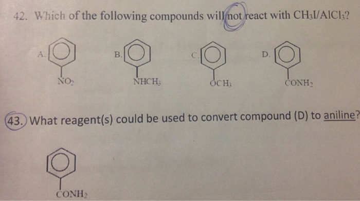 Solved Which of the following compounds will not react with | Chegg.com