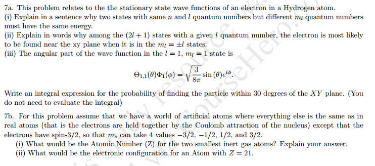 Solved This problem relates to the the stationary state wave | Chegg.com