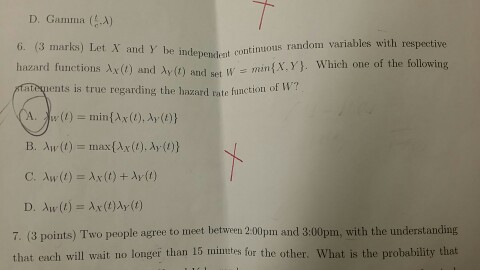 Solved D. Gamma .A) 6. (3 marks) Let X and Y continuous | Chegg.com