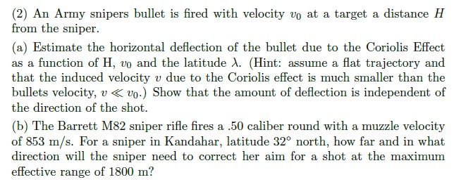 An Army snipers bullet is fired with velocity V_0 at | Chegg.com
