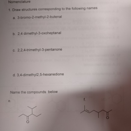 Solved Nomenclature Draw structures corresponding to the | Chegg.com