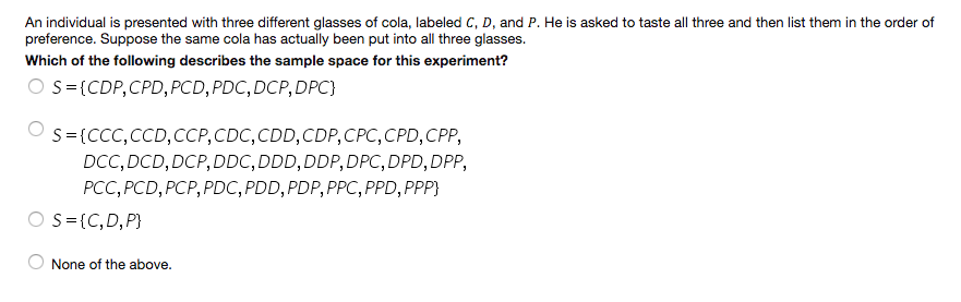 Solved An individual is presented with three different | Chegg.com