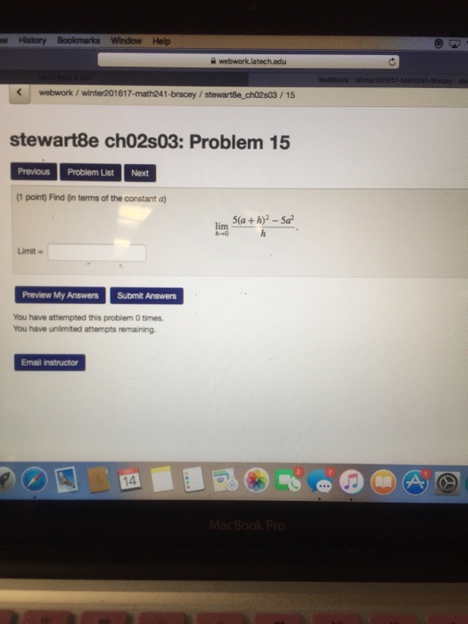 Solved Find (in terms of the constant a) lim_h rightarrow 0 | Chegg.com