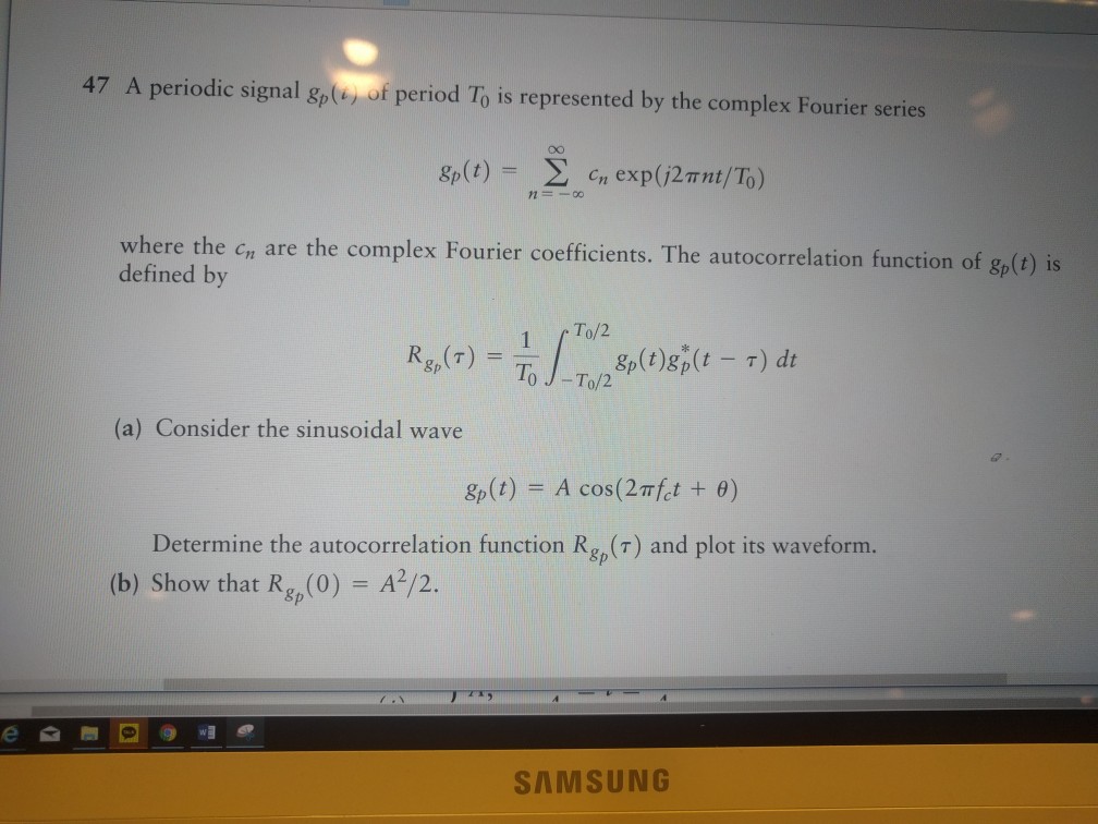 Solved 47 A periodic signal gpe of period To is represented | Chegg.com