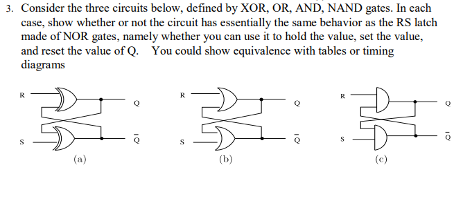 Solved 3. Consider the three circuits below, defined by XOR, | Chegg.com