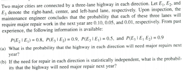 Solved Two major cities are connected by a three-lane | Chegg.com