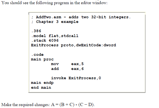 Solved Please use x86 (MASM) in Visual Studio to create the | Chegg.com