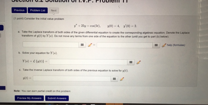 Solved Consider the initial value problem y" + 25y = | Chegg.com