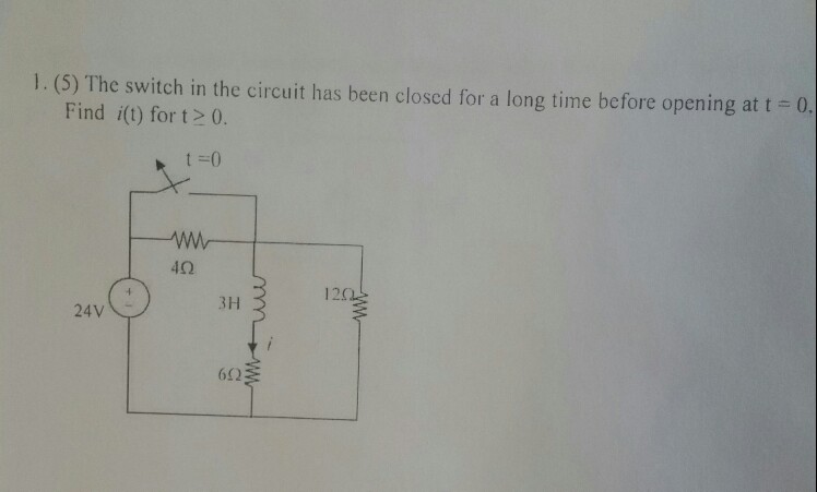 Solved The switch in the circuit has been closed for a long | Chegg.com