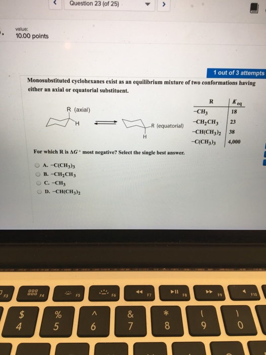 Solved Monosubstituted cyclohexanes exist as an equilibrium | Chegg.com