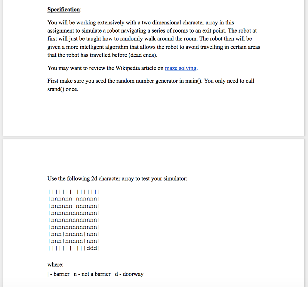 Solved Specification You will be working extensively with a | Chegg.com