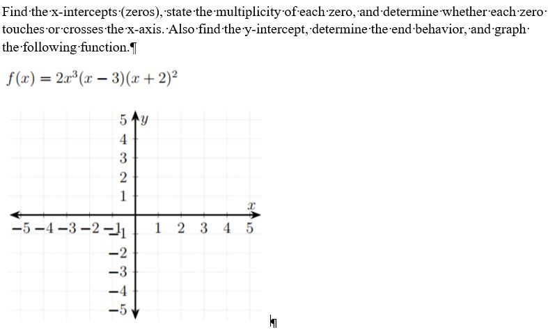 Solved Find the x-intercepts (zeros), state the multiplicity | Chegg.com