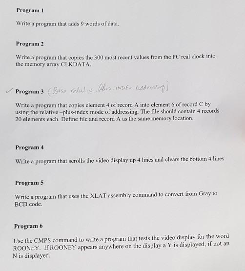 Program1 Write A Program That Adds 9 Words Of Data