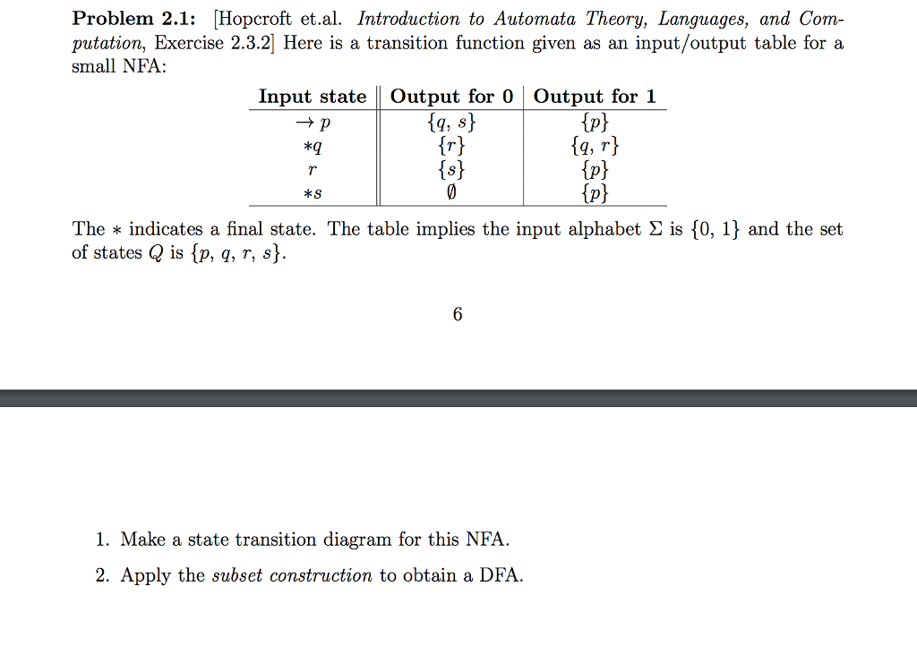 Solved Problem 2.1: Hopcroft et.al. Introduction to Automata | Chegg.com