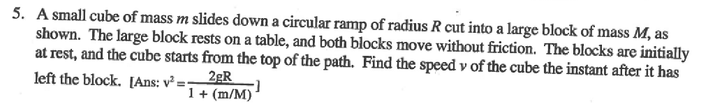 Solved A small cube of mass m slides down a circular ramp of | Chegg.com