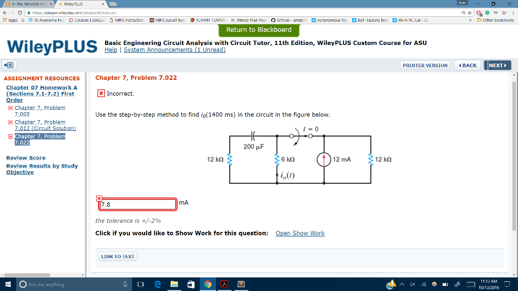 Solved: Use The Step-by-step Method To Find I0(1400 Ms) In... | Chegg.com