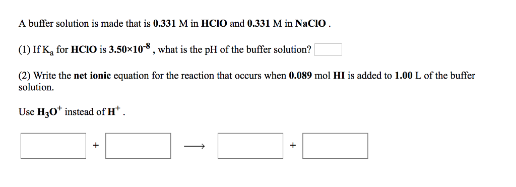 Solved A buffer solution is made that is 0.331 Min HClO and | Chegg.com