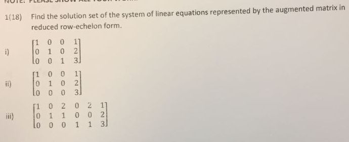 Solved Find the solution set system of linear equation | Chegg.com