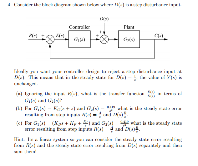 Solved Consider the block diagram shown below where D(s) is | Chegg.com