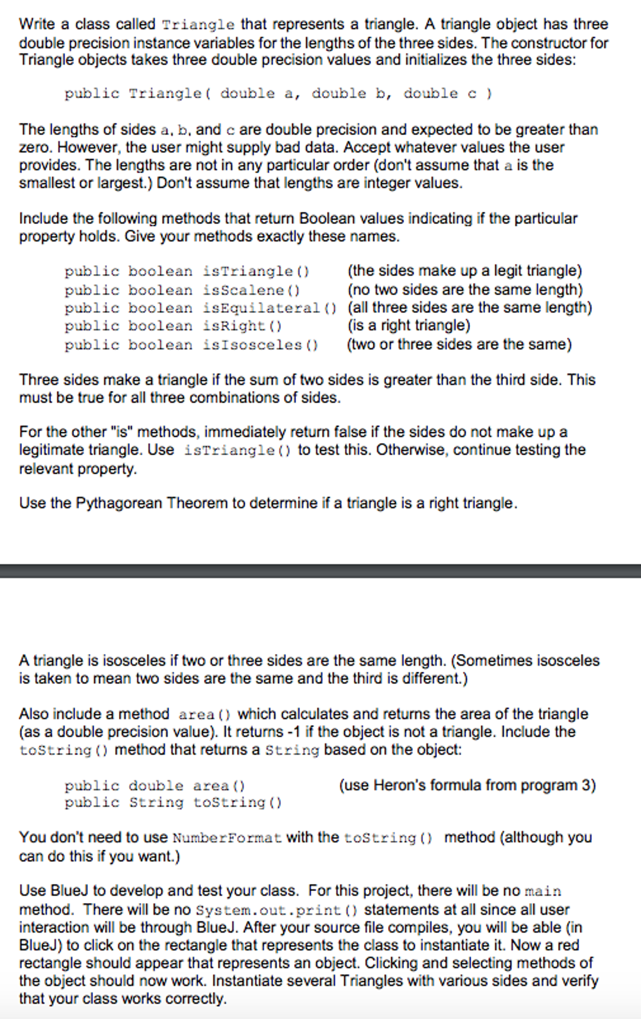 Solved Write a class called Triangle that represents a | Chegg.com