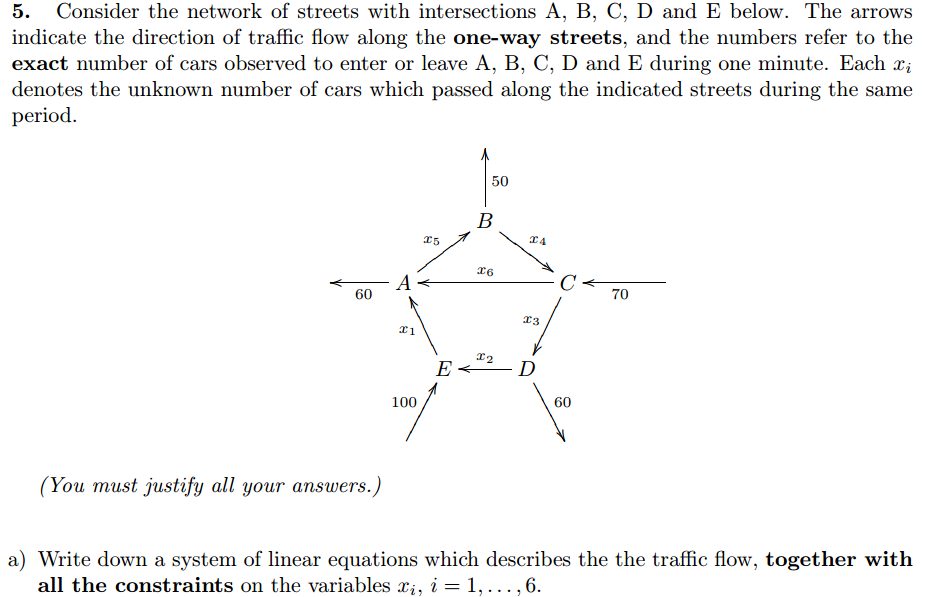 Solved 5. Consider the network of streets with intersections | Chegg.com