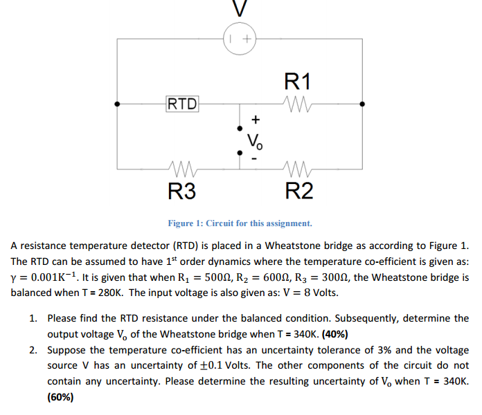 Solved A resistance temperature detector (RTD) is placed | Chegg.com