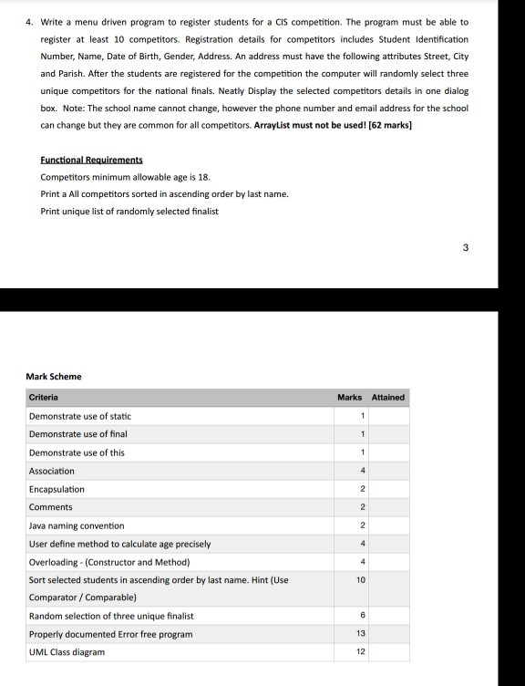 Solved 4. Write a menu driven program to register students | Chegg.com