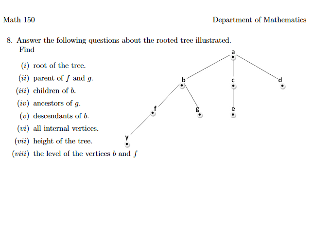 Solved Math 150 Department of Mathematics 8. Answer the | Chegg.com