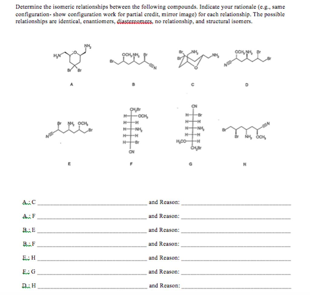 Solved Determine the isomeric relationships between the | Chegg.com