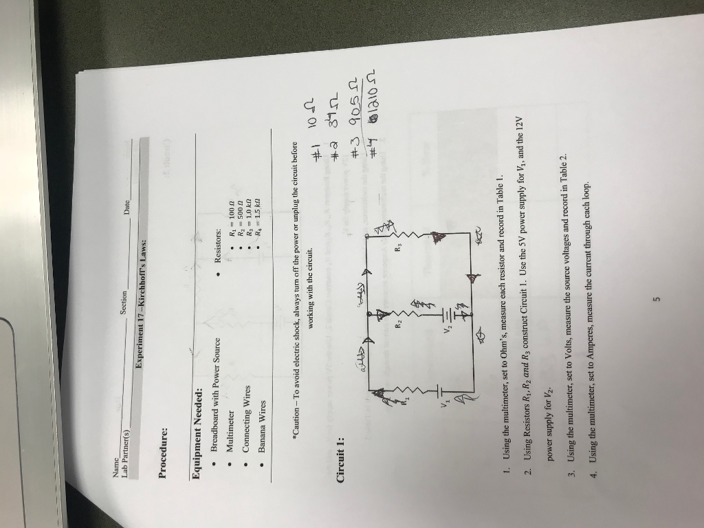 Name Lab Partner(s). Section Date Experiment 17 | Chegg.com