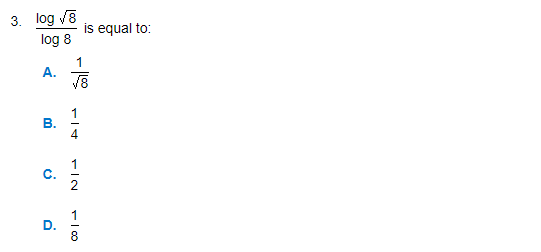Solved 3. l09 V8 is equal to: log 8 A.? 18 | Chegg.com