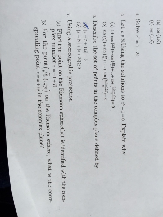 Solved (a) cos (110) (b) sin (110) . Solve 2 1-3i 5. Let ne | Chegg.com