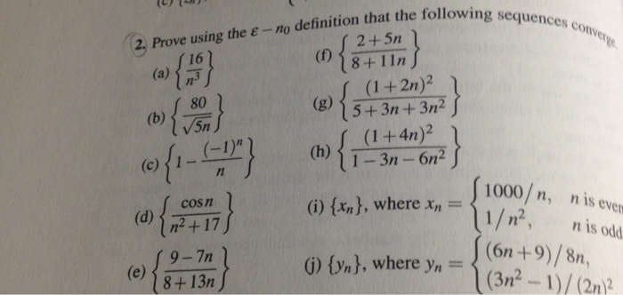 Prove using the epsilon - n0 definition that the | Chegg.com