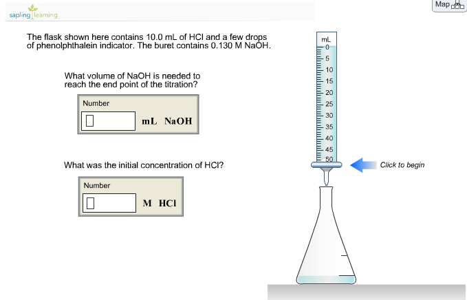 Solved pling The flask shown here contains 10.0 mL of HCl | Chegg.com