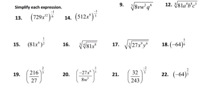 Solved Simplify each expression. ^3 squareroot 8vw^2q^0 ^4 | Chegg.com
