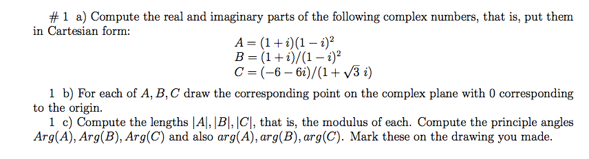 Solved Compute the real and imaginary parts of the following | Chegg.com