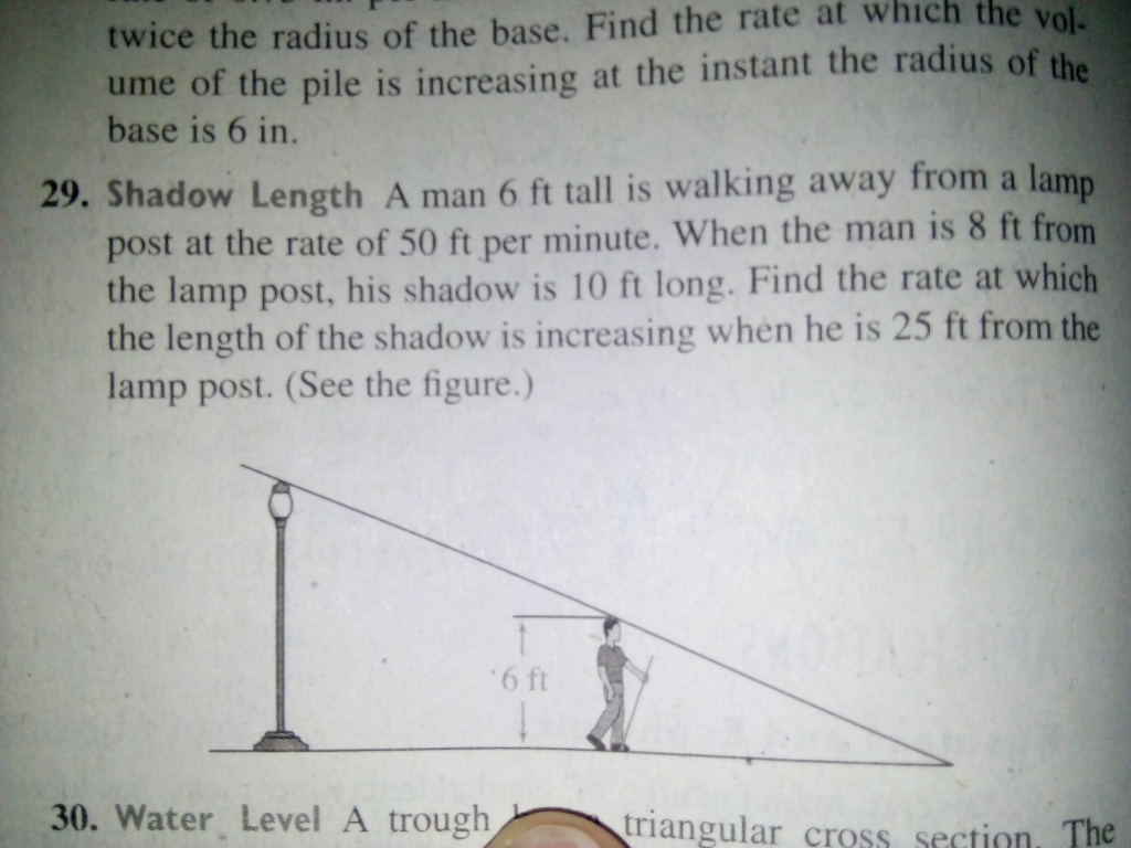Solved Shadow Length A man 6 ft tall is walking away from | Chegg.com
