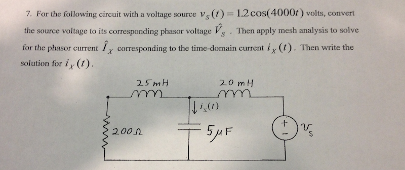 Solved For the following circuit with a voltage source Vs | Chegg.com