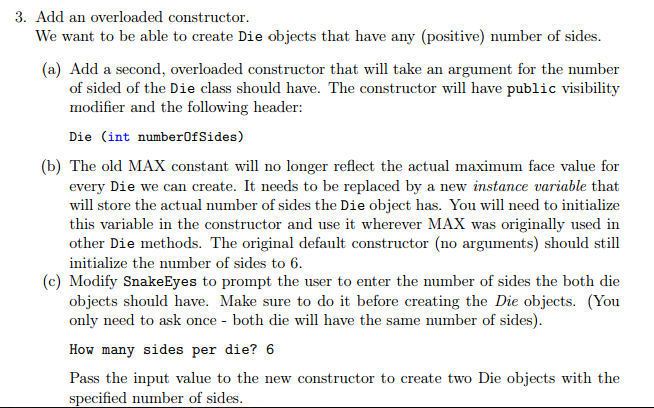 Solved 3. Add an overloaded constructor We want to be able | Chegg.com