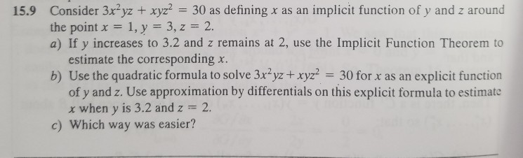 Solved Consider 3ryz + xyz-30 as defining x as an implicit | Chegg.com