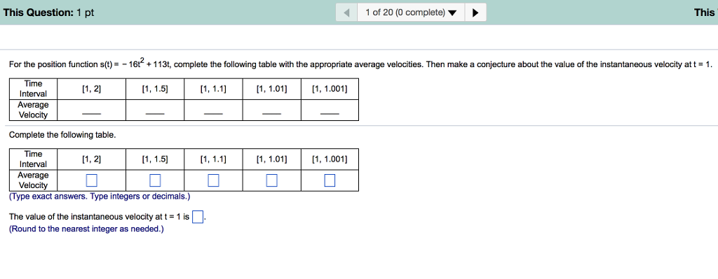 Solved For The Position Function S T 16t 113t Complete