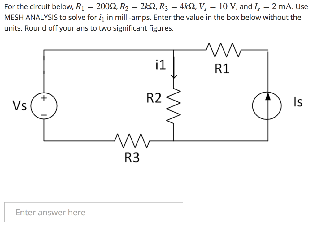 Solved For this circuit, use mesh analysis to solve for i1 | Chegg.com