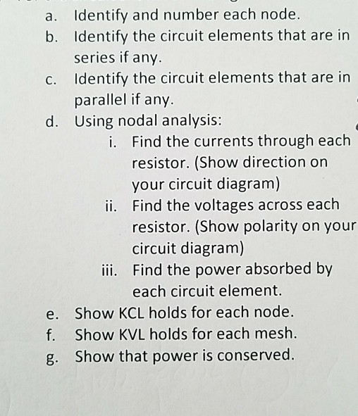 Solved Identify and number each node. Identify the circuit | Chegg.com