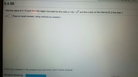 Solved Find the value of c > 0 such that the region bounded | Chegg.com