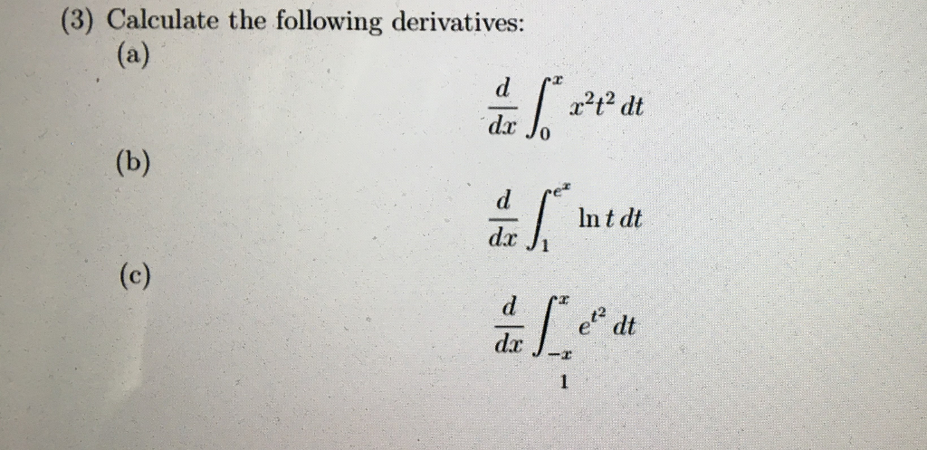 Solved Calculate the following derivatives using the Second | Chegg.com