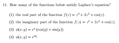 Solved How many of the functions below satisfy Laplace's | Chegg.com