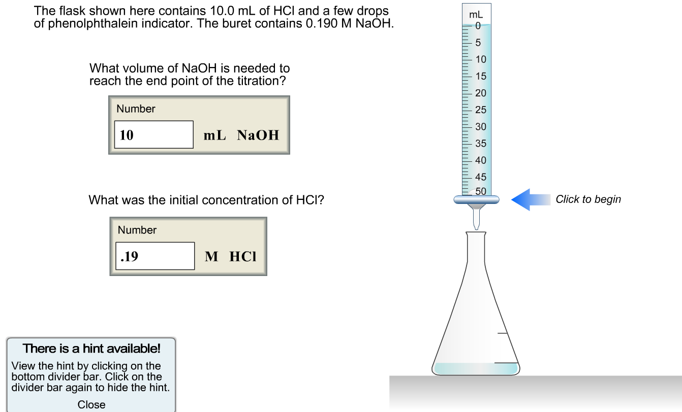 Solved The flask shown here contains 10.0 mL of HCI and a | Chegg.com