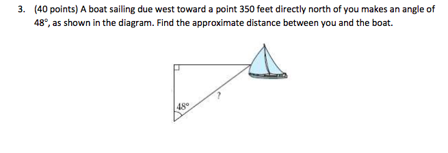 Solved (40 points) A boat sailing due west toward a point | Chegg.com