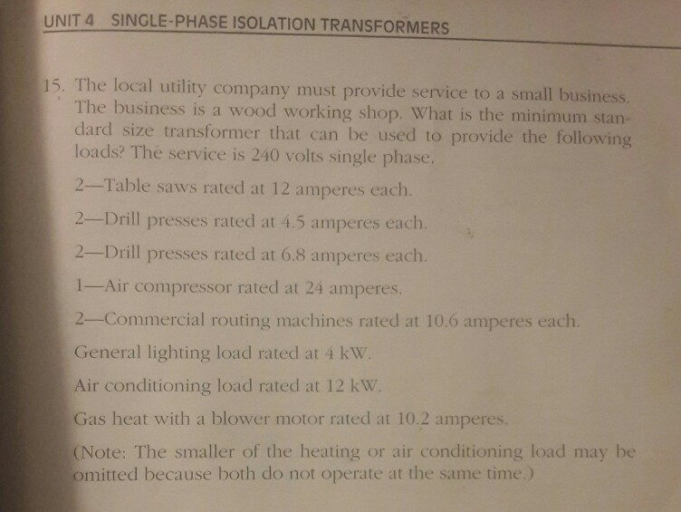 Solved UNIT 4 SINGLE-PHASE ISOLATION TRANSFORMERS 15. The | Chegg.com